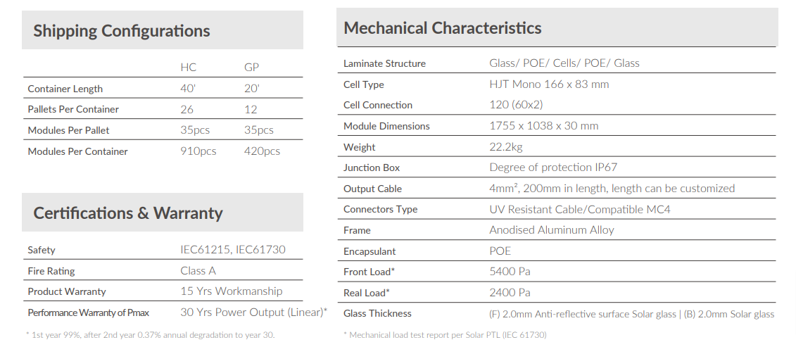 HJT Solar Panel HuaSun HS-B120DS - hjtpv.com Direct Sales&Distribution